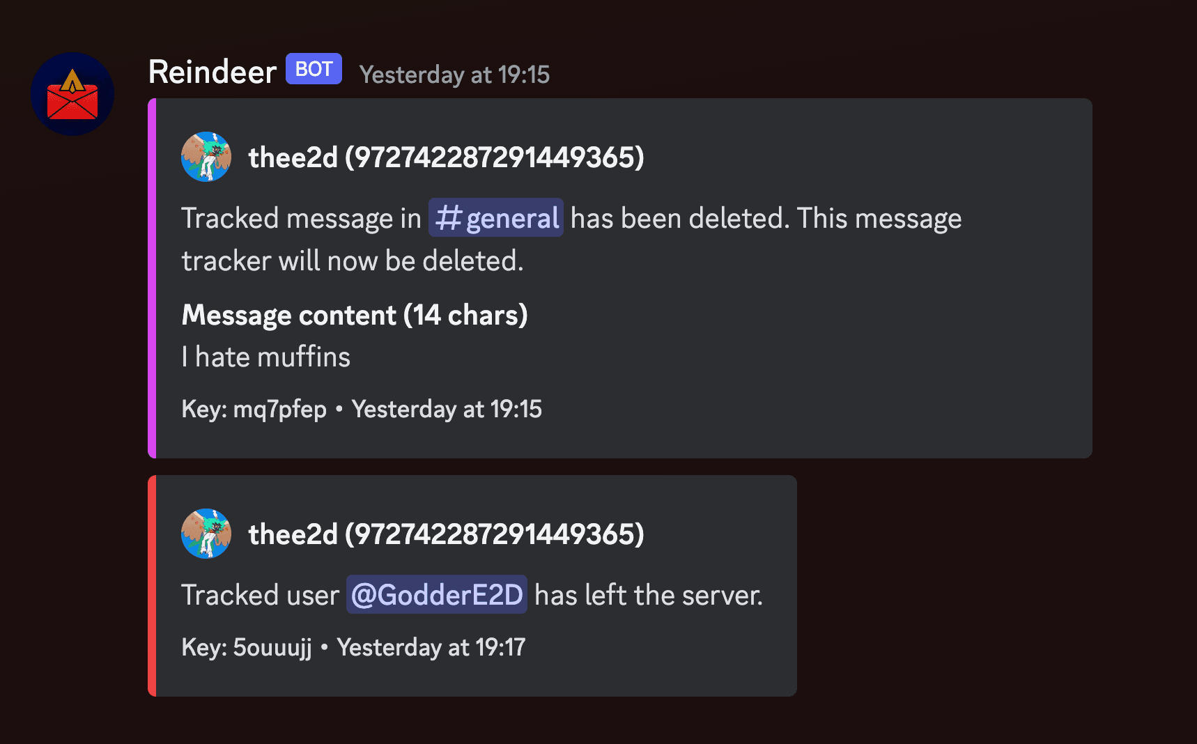 Reindeer - User reports Discord bot